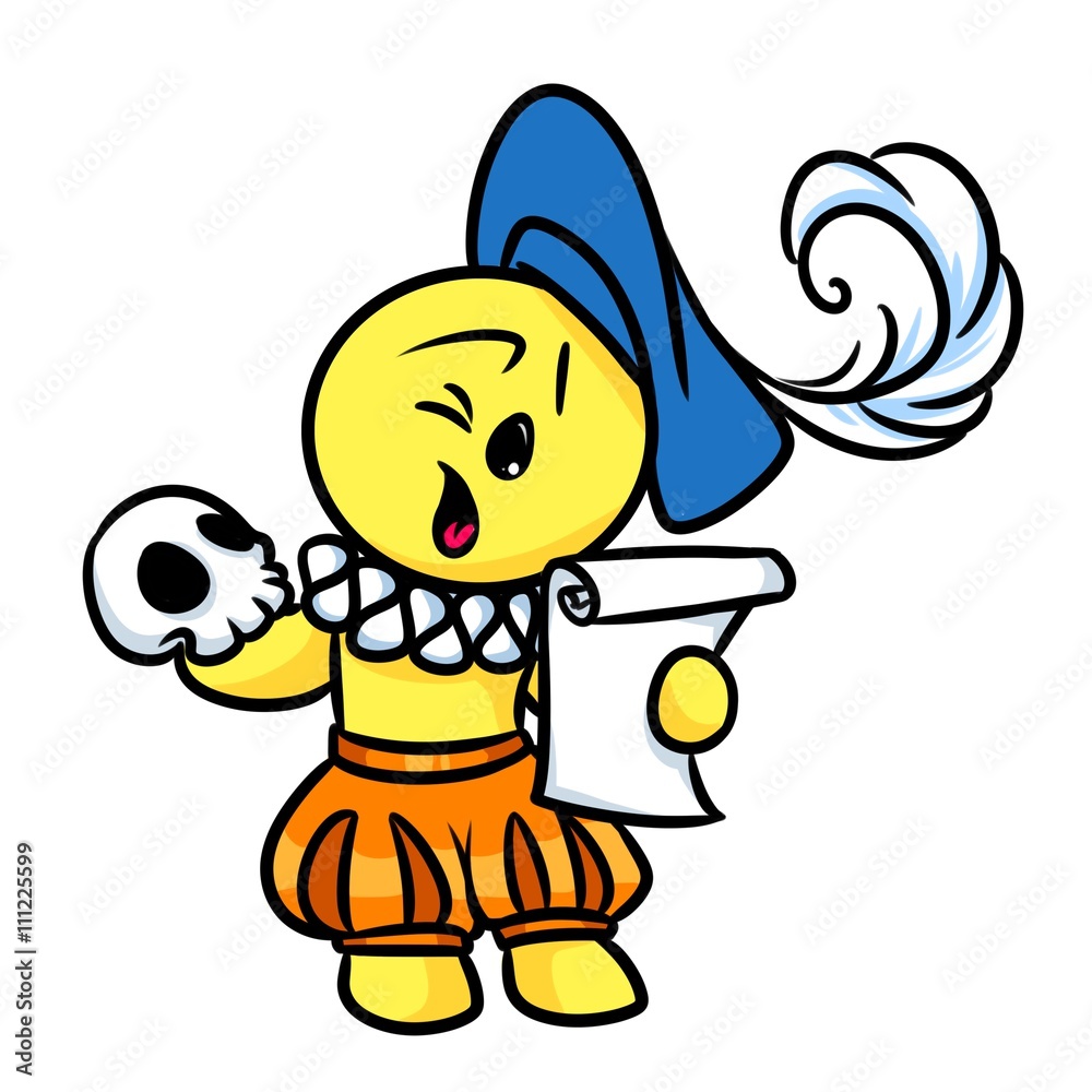 Smiley character Hamlet actor Theatre cartoon illustration image Stock ...