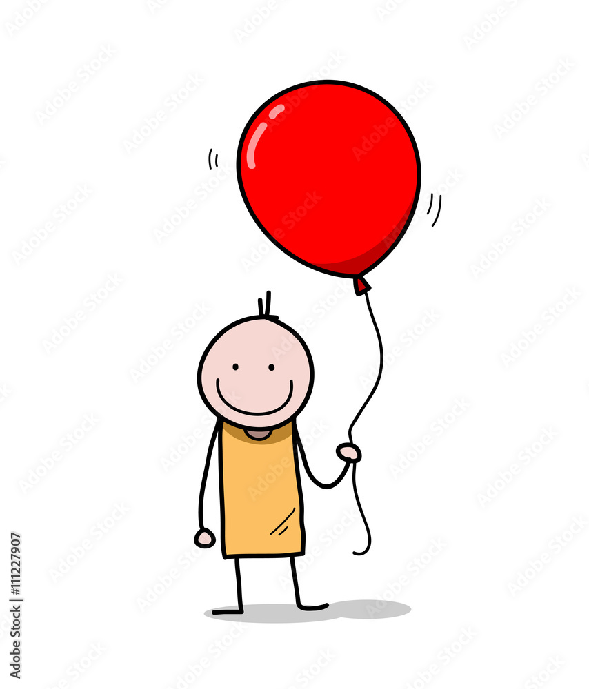 Party Boy, a hand drawn vector illustration of a stick figure holding a ...