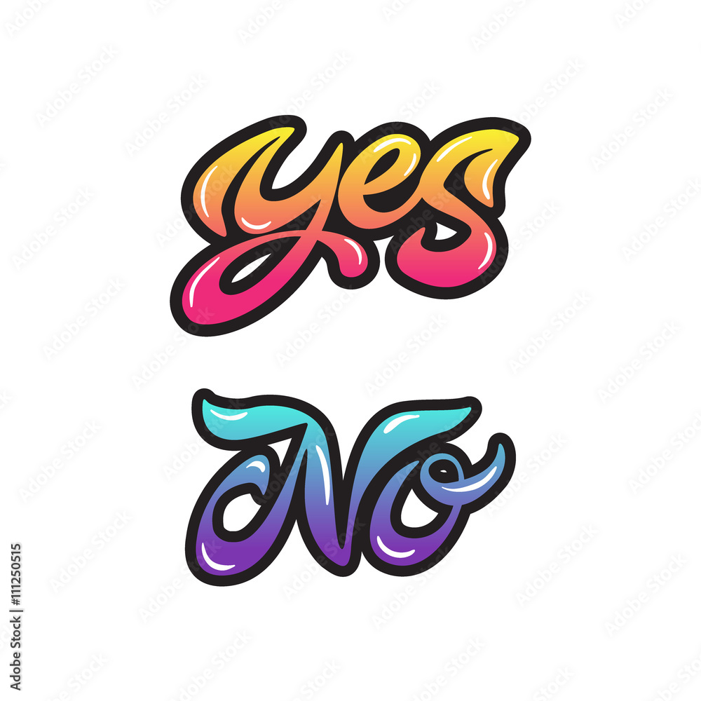 Yes and no handwritten calligraphy. Vector color graffiti. Vector ...