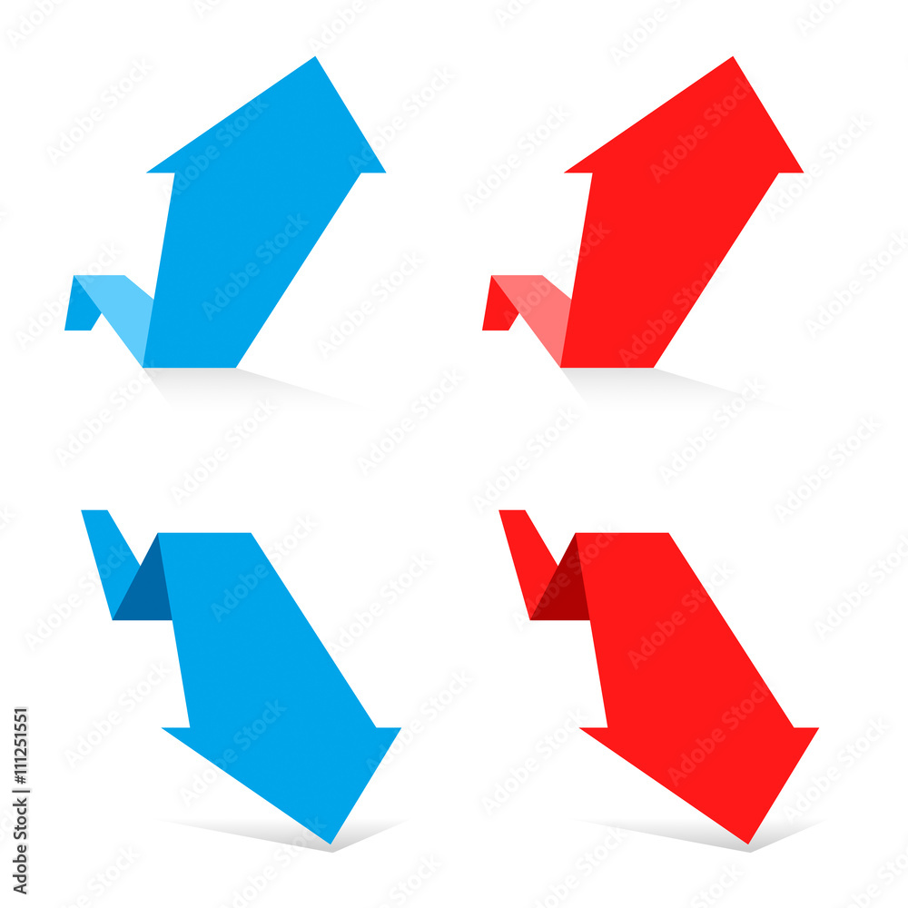 Increasing and decreasing graph set. Red and blue arrows depict growth ...