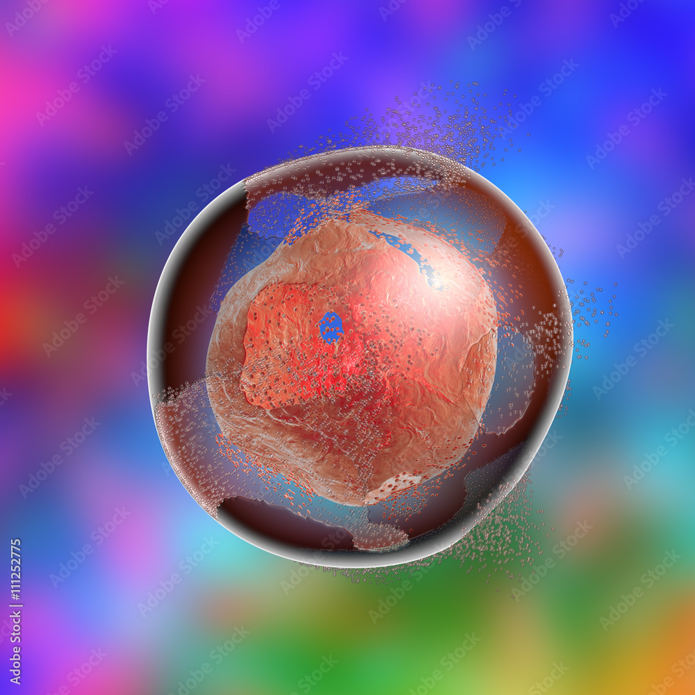 Cell lysis. 3D illustration. Series of images showing different stages ...