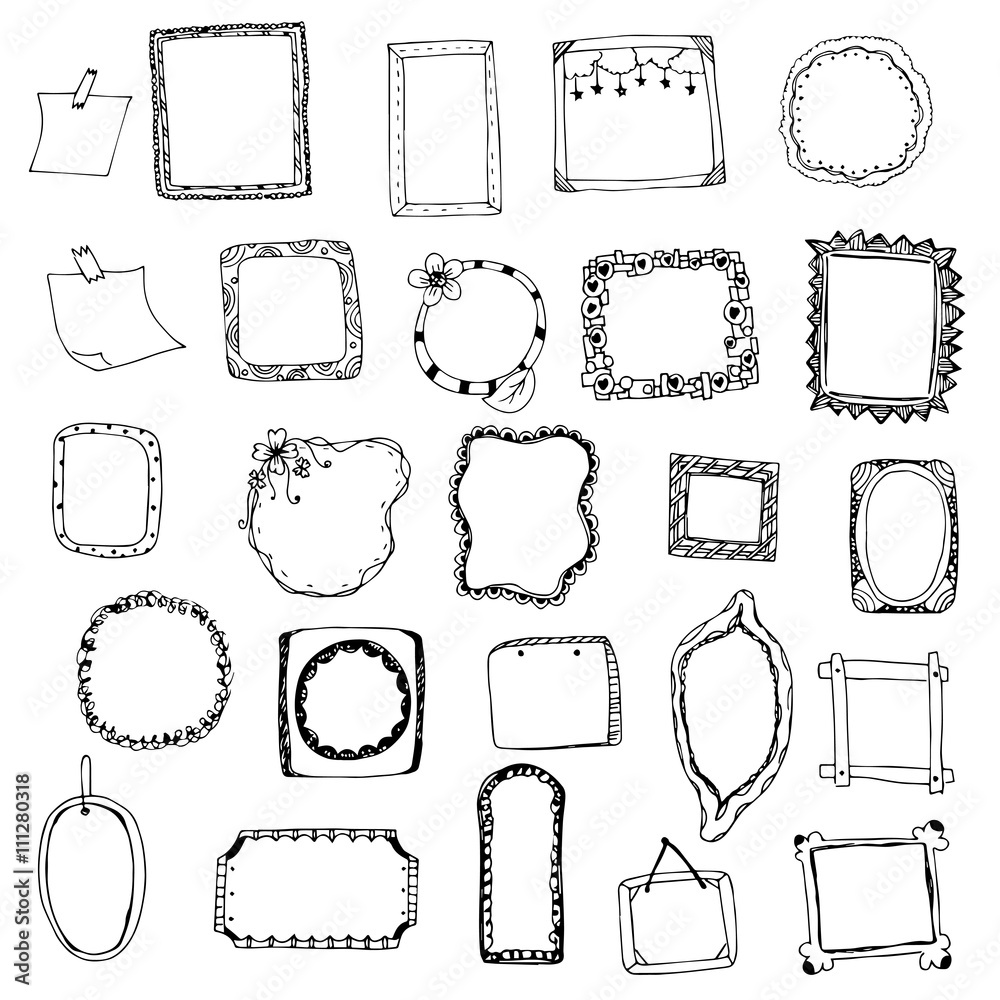 picture frame drawing designs vector set on white isolated Stock Vector ...