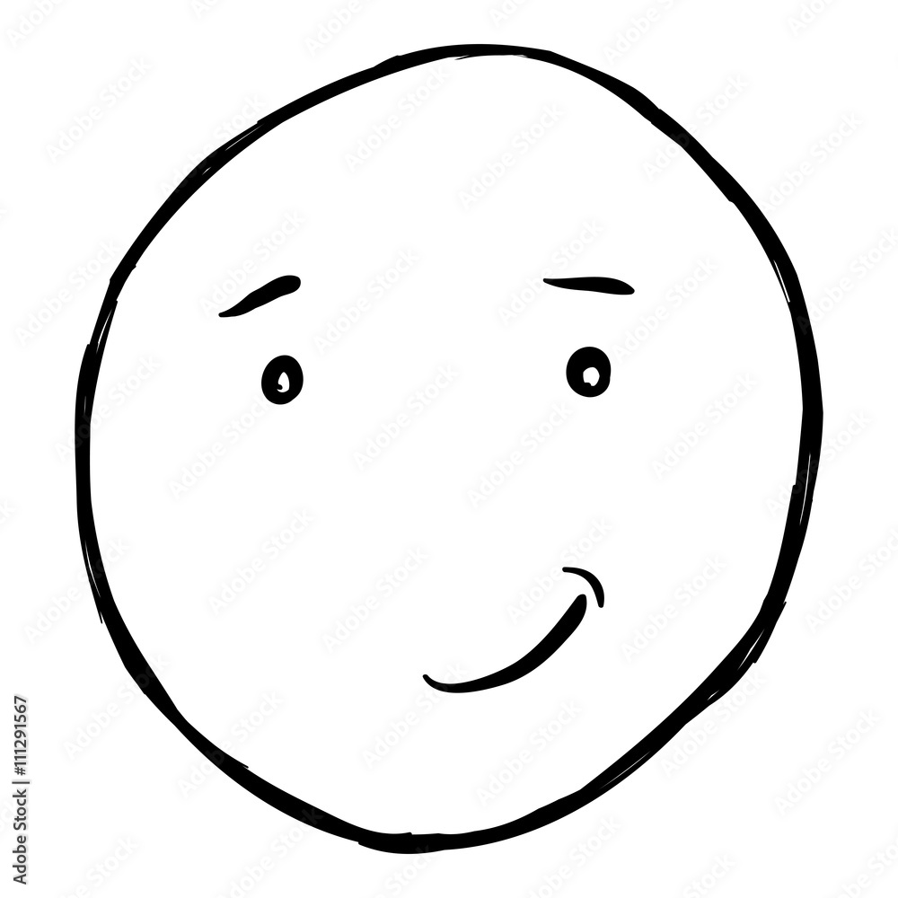 Vector Single Sketch Emoticon - Modest Smiling Face Stock Vector ...