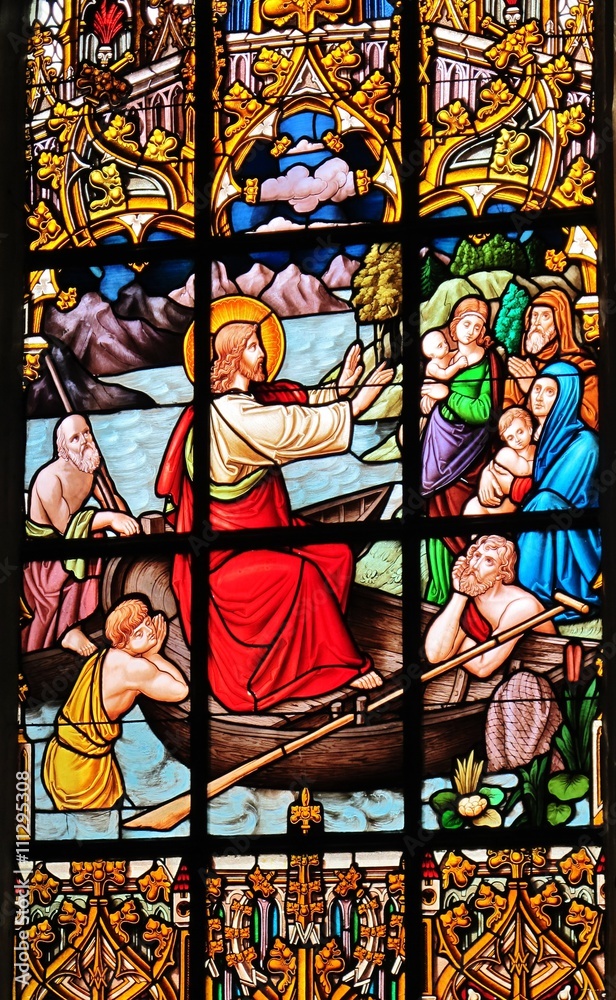 Jesus predigt am See Genezareth Stock-Foto | Adobe Stock