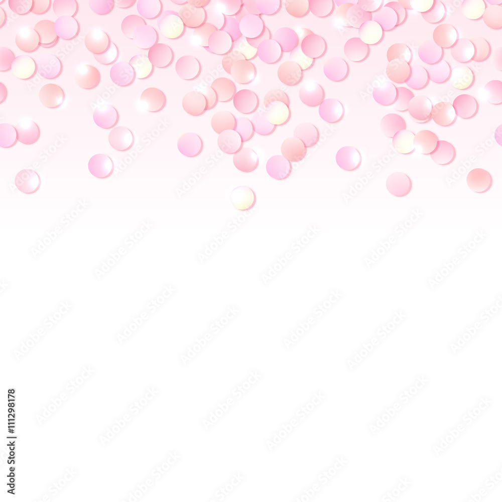 Seamless border of pink realistic confetti, design template for gift ...