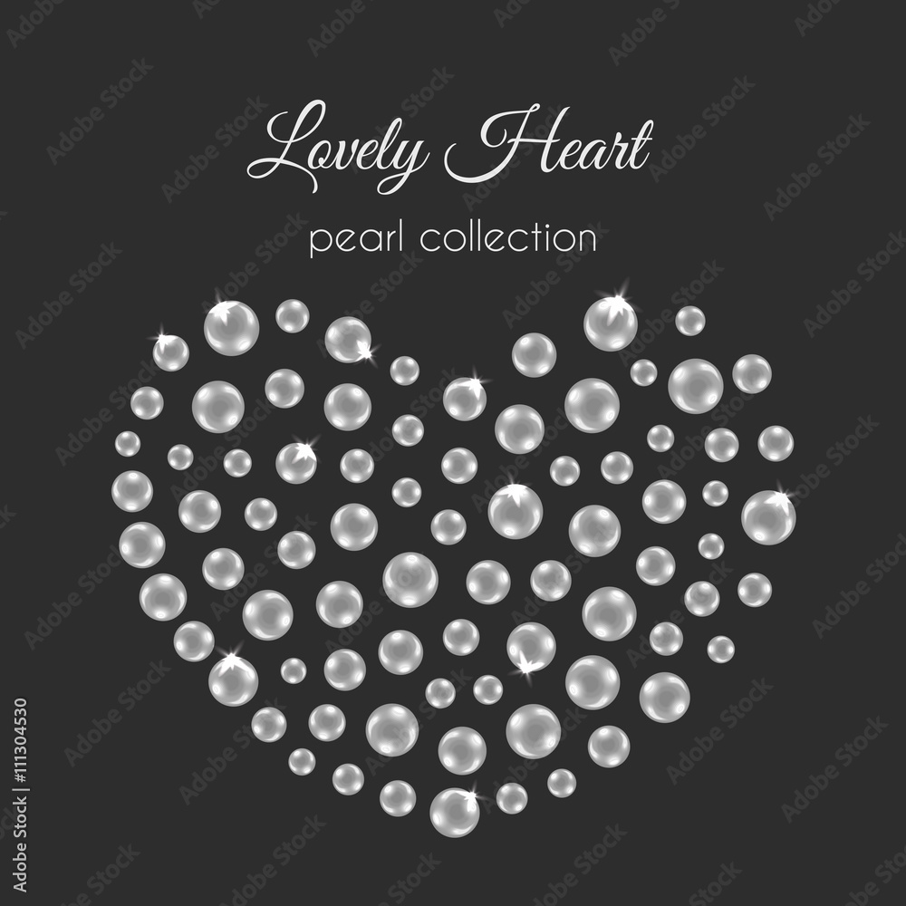 Pearl heart. Vector heart with pearls. White pearls design. Stock ...