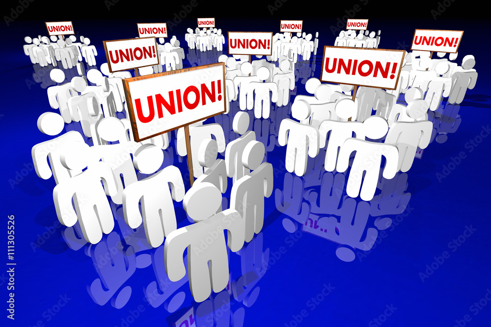 Union Workers People Meeting Signs 3d Animation Stock Illustration ...