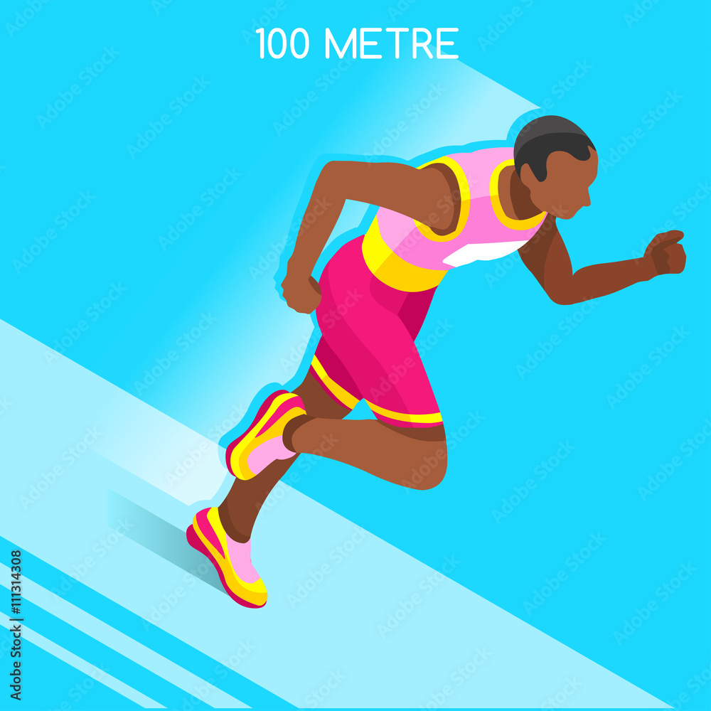 Running 100 Metres Dash of Athletics Summer Games Icon Set.Speed ...