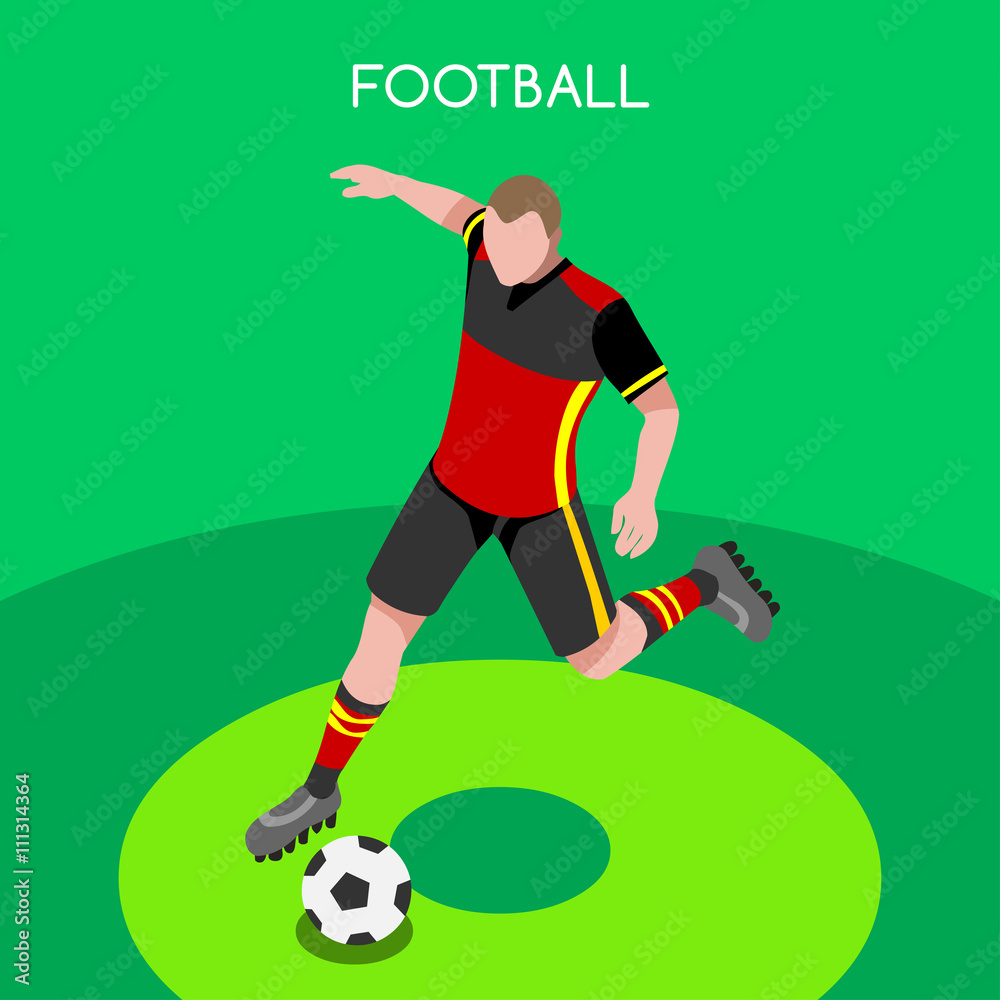 Soccer Player Athlete Summer Games Icon Set.3D Isometric Football ...