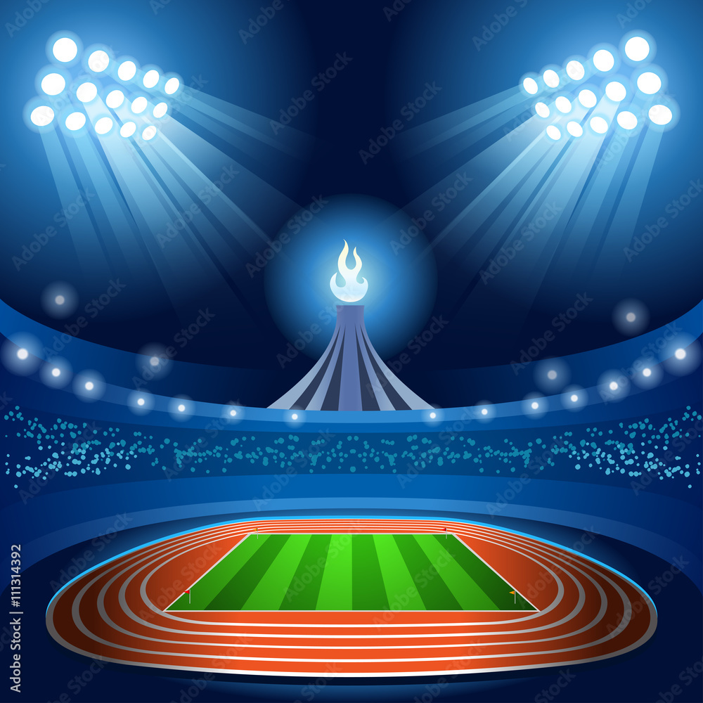 Stadium Background Summer Games Empty Field Background Nocturnal View ...