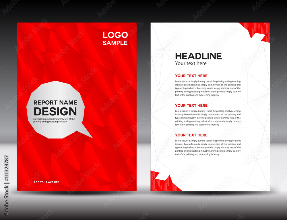 red Cover Annual report template brochure flyer polygon backgroud, red ...