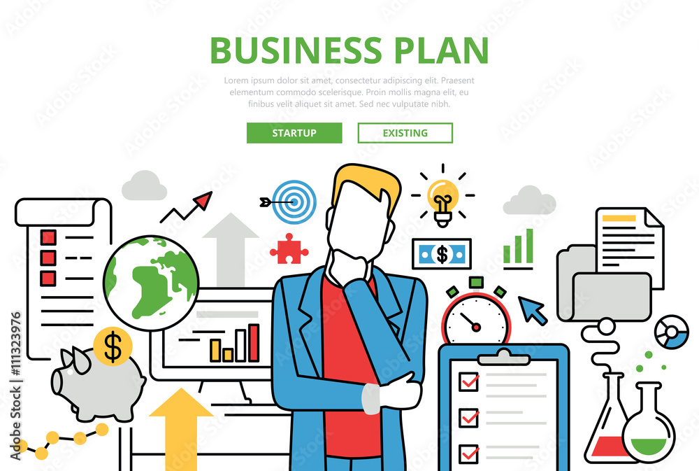 Business Plan vector flat line art infographics banner Stock Vector ...
