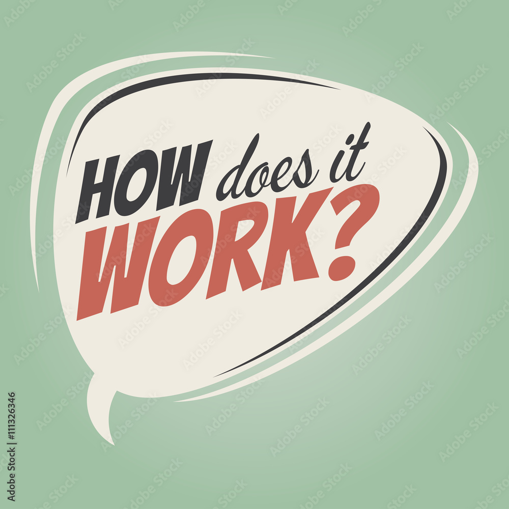 how does it work retro speech balloon Stock Vector | Adobe Stock