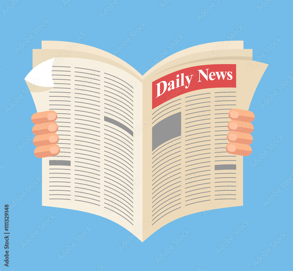 Newspaper. Daily news. Vector flat cartoon illustration Stock Vector ...