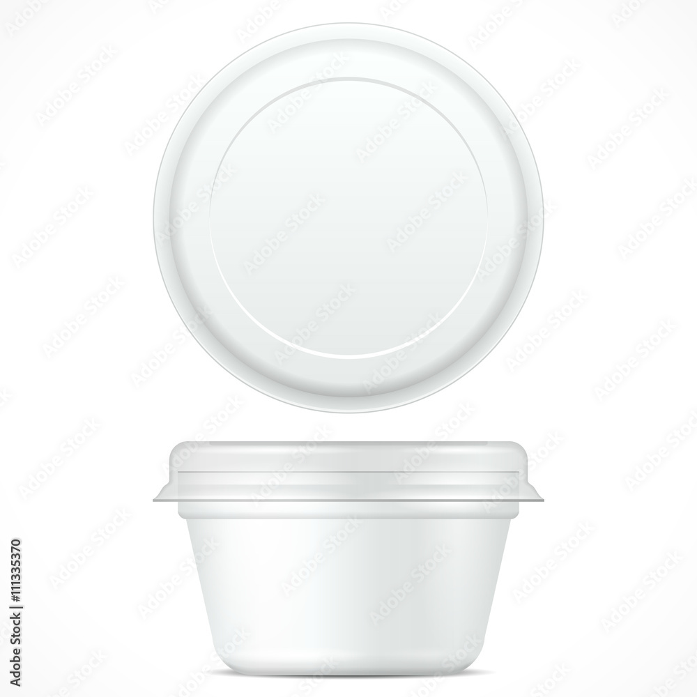 White Food Plastic Tub Bucket Container For Dessert, Yogurt, Ice Cream ...