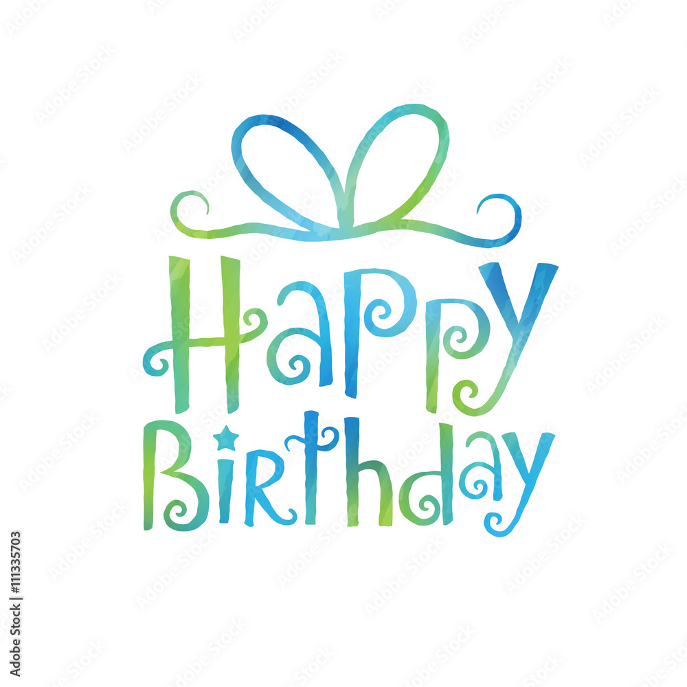 "HAPPY BIRTHDAY" Festive Tree font card (blue and green) Stock ...