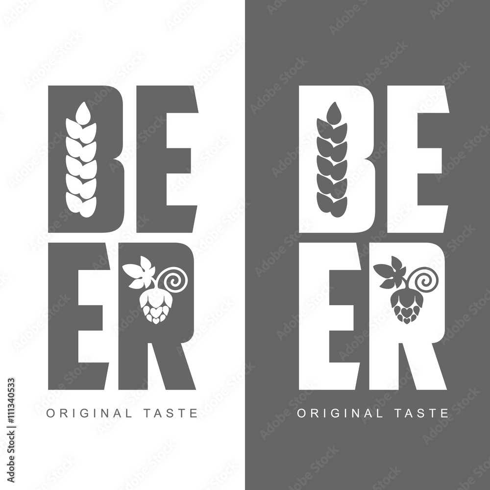 simple logo with the words Beer, vector illustration, isolated on a ...