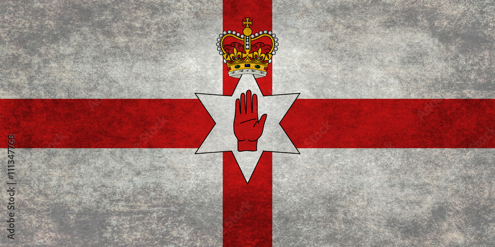 Flag of Northern Ireland (the Ulster banner) textured and distressed ...