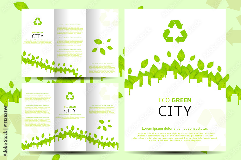 Set of eco green flyers and brochures with place for text. Vector ...