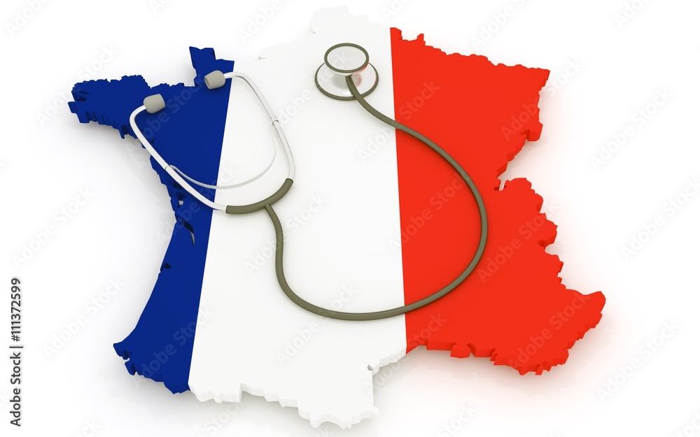Map of France with Stethoscope Stock Illustration | Adobe Stock