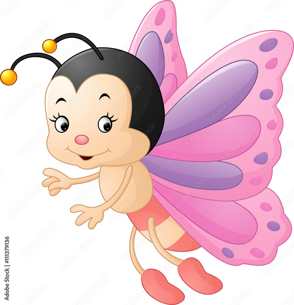 Cute butterfly cartoon Stock Vector | Adobe Stock