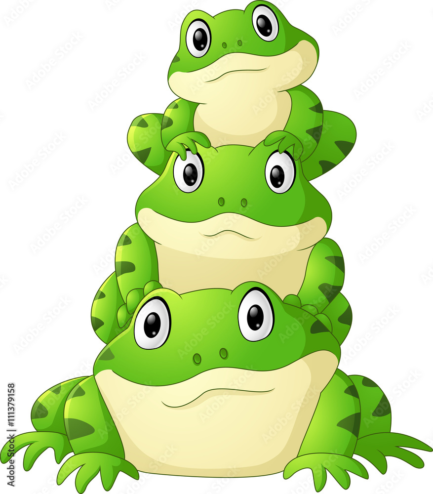 Cartoon frog stacked isolated on white background Stock Vector | Adobe ...