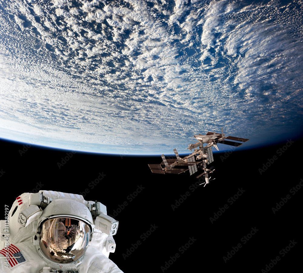 Planet Earth astronaut spaceman helmet suit outer spacewalk ...