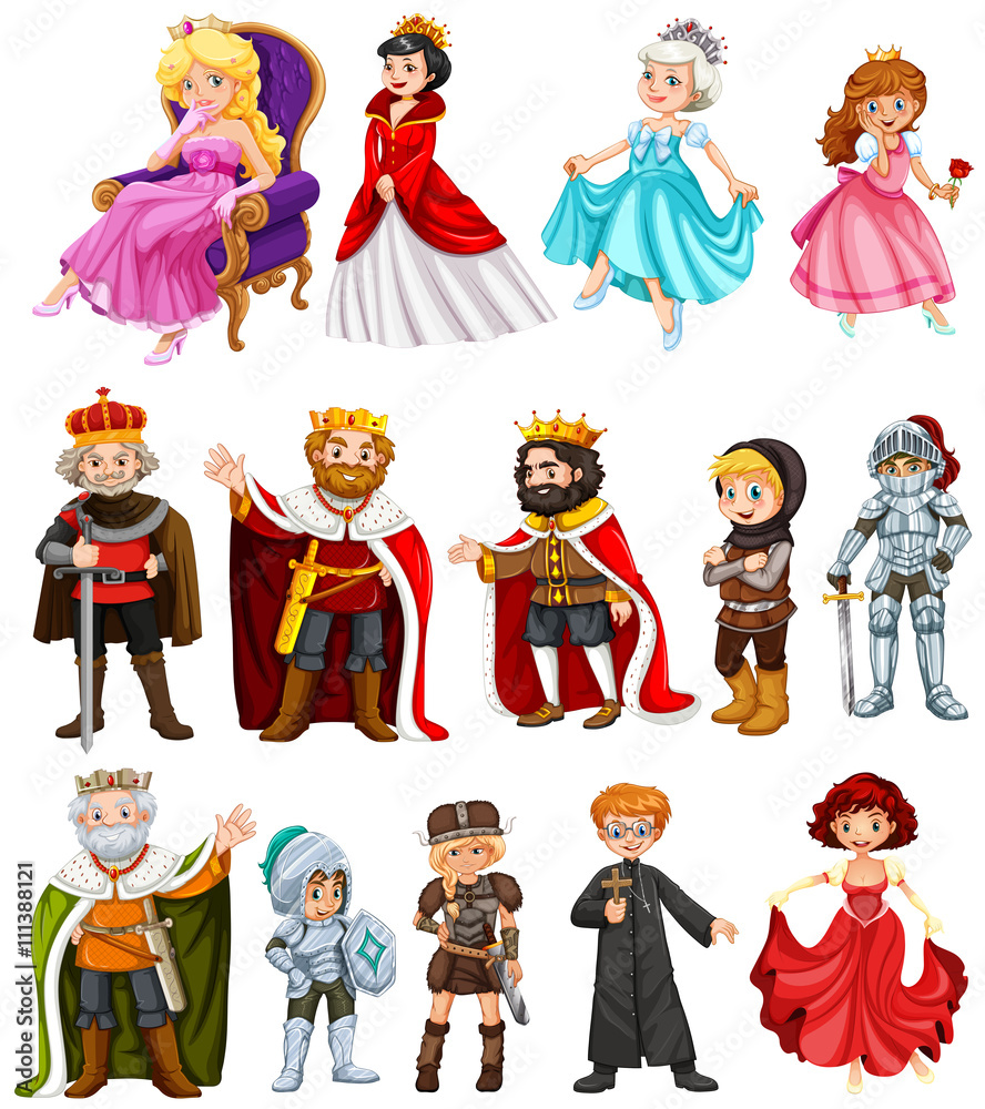 Different characters of king and queen Stock Vector | Adobe Stock