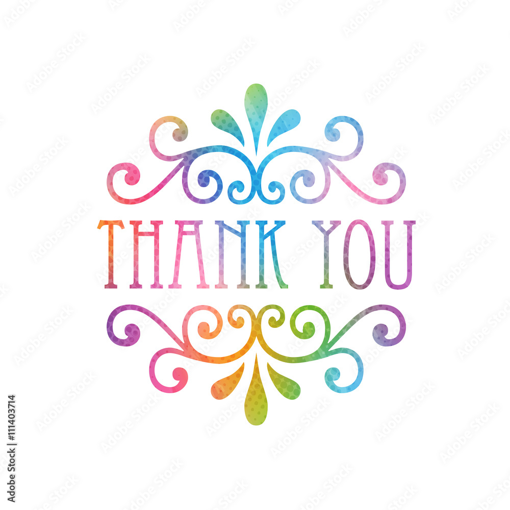 THANK YOU card in Festive Tree font with watercolour texture Stock ...