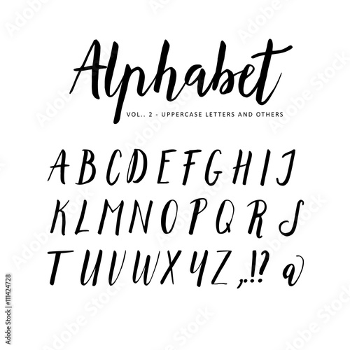 Hand drawn vector alphabet. Script brush font. Isolated letters written ...