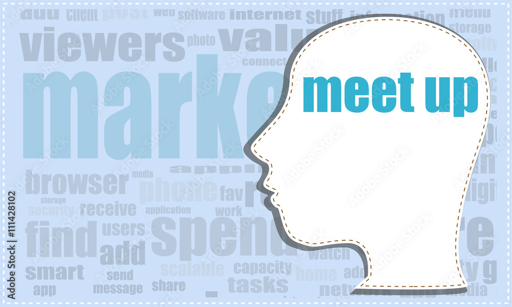 meet up, vector head, profile icon, woman head silhouette, business man ...