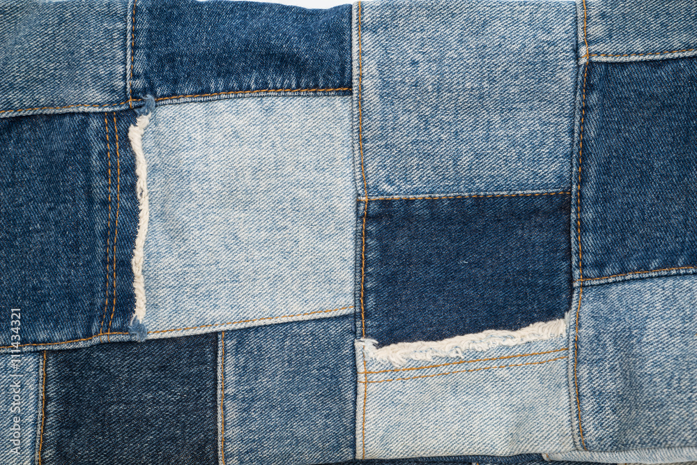 denim patchwork textile pattern Stock Photo | Adobe Stock