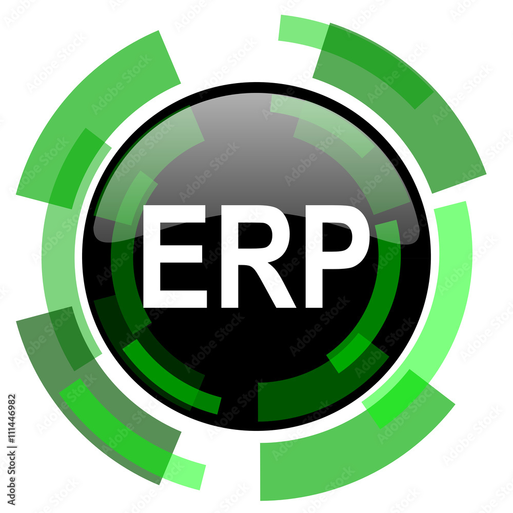 erp icon, green modern design isolated button, web and mobile app ...