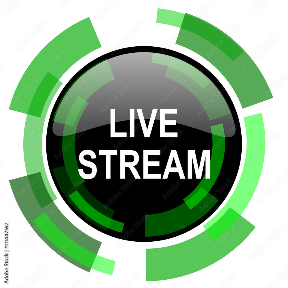 live stream icon, green modern design isolated button, web and mobile ...