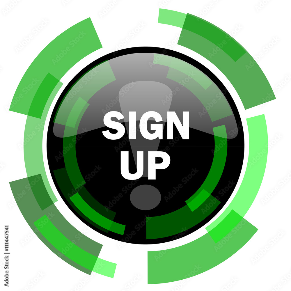 sign up icon, green modern design isolated button, web and mobile app ...