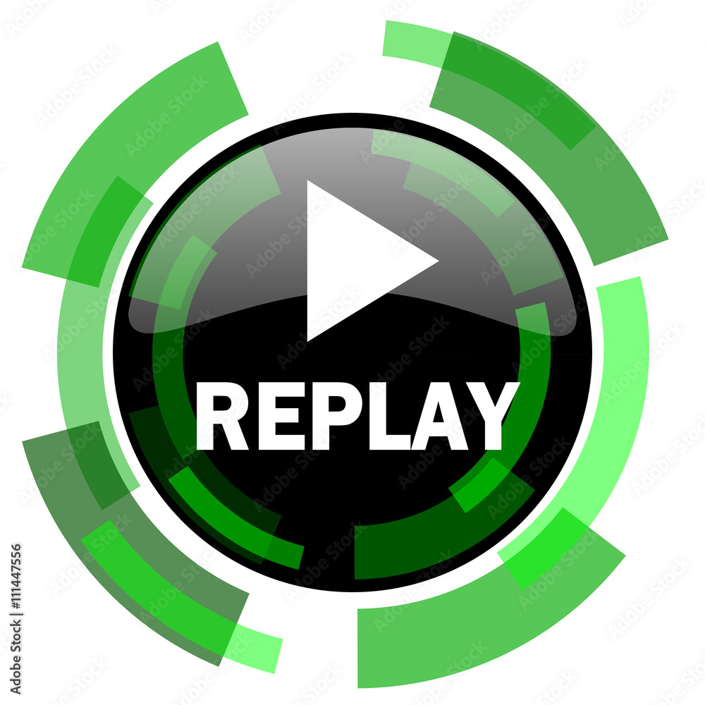 replay icon, green modern design isolated button, web and mobile app ...