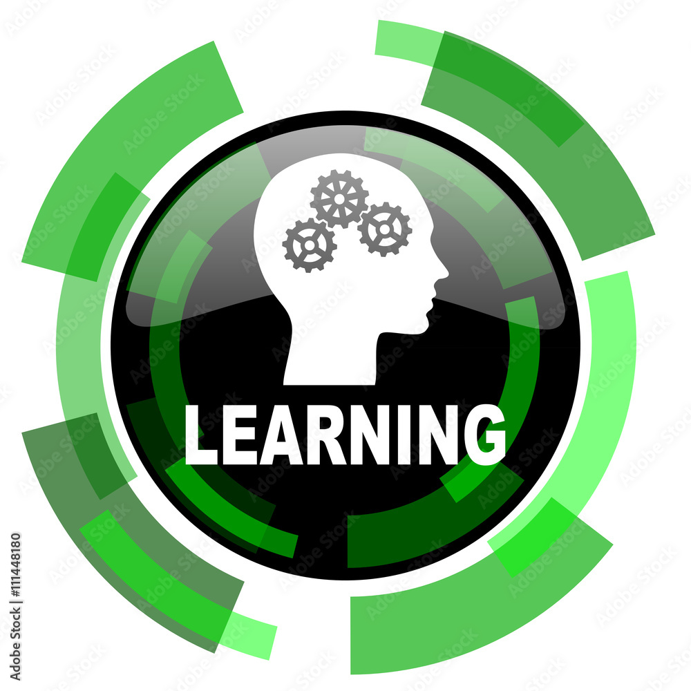 learning icon, green modern design isolated button, web and mobile app ...