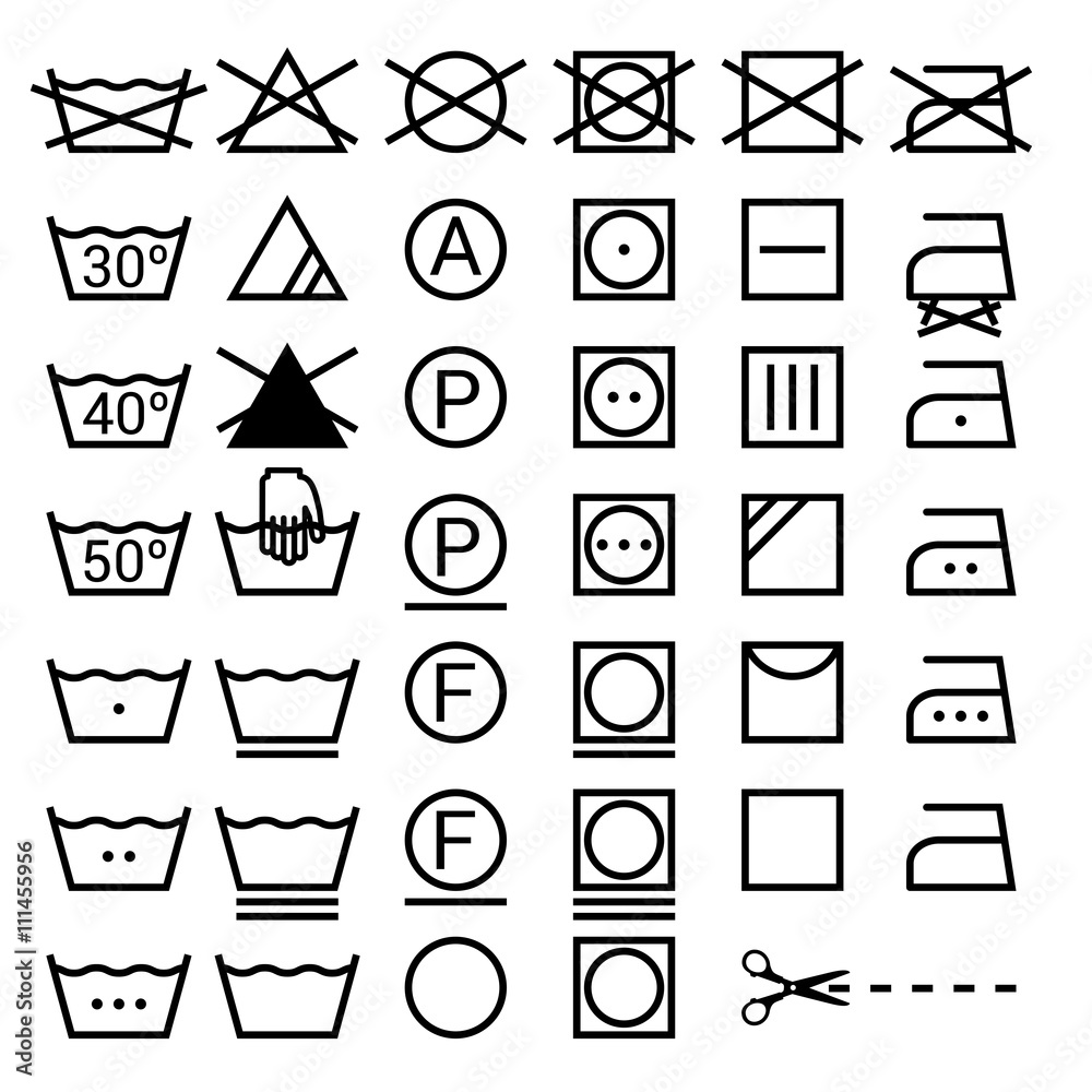 Set Of Washing Symbols Laundry Icons Isolated On White Backgrou Stock set-of-washing-symbols-laundry-icons-isolated-on-white-backgrou-stock