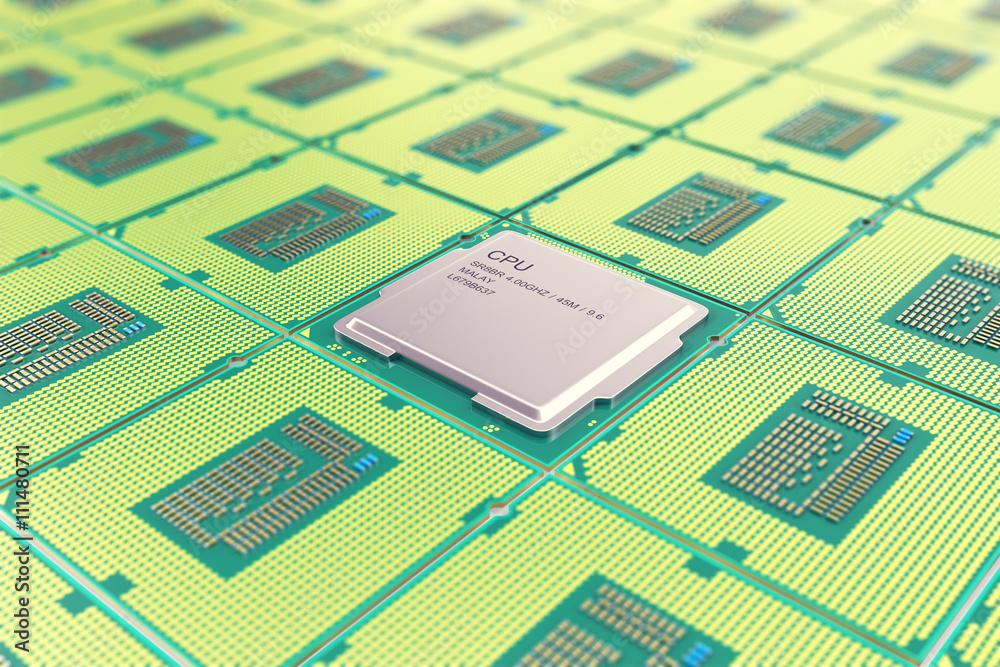 Modern central computer processors CPU, industry concept close-up view ...