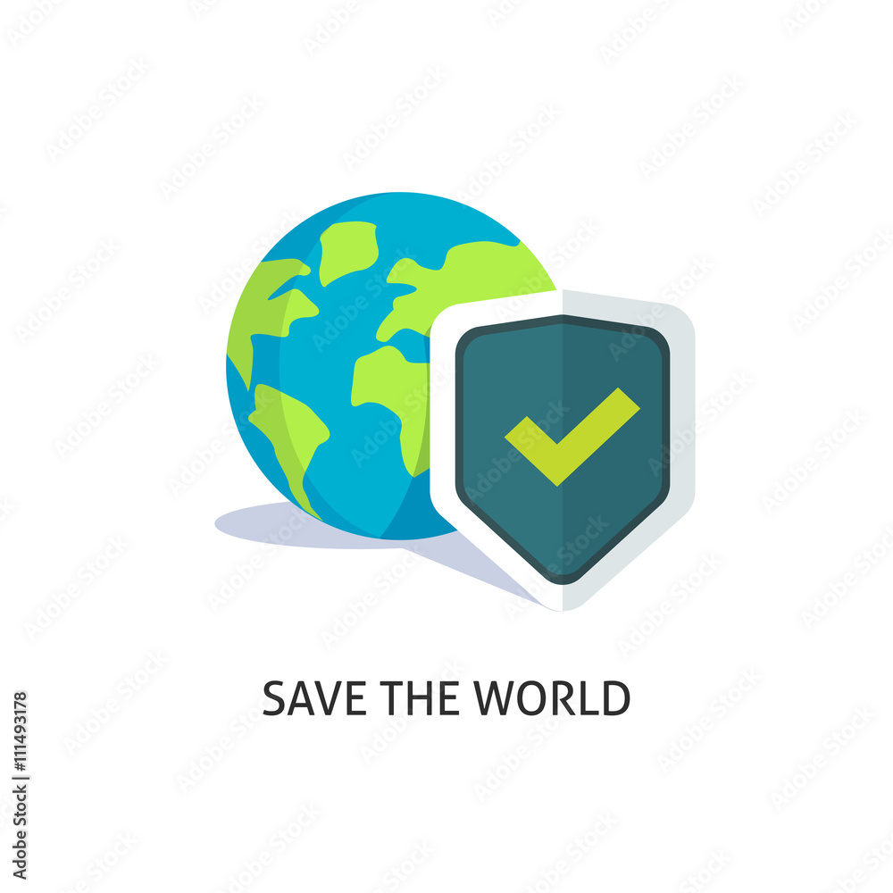 Planet earth protection vector illustration isolated on white, flat ...