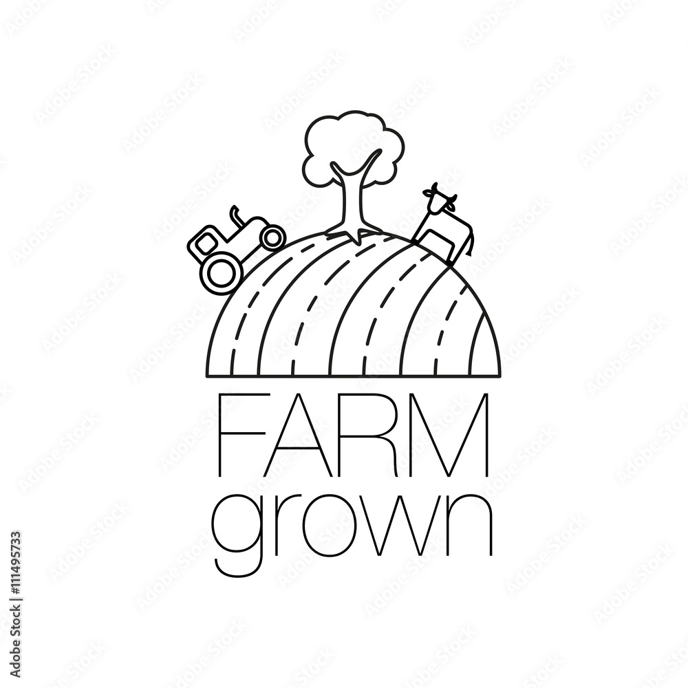 Farm grown outline icon for organic food and restaurants. Farm grown ...