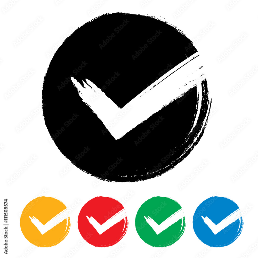 check mark in circle, vector illustration isolated on white Stock ...