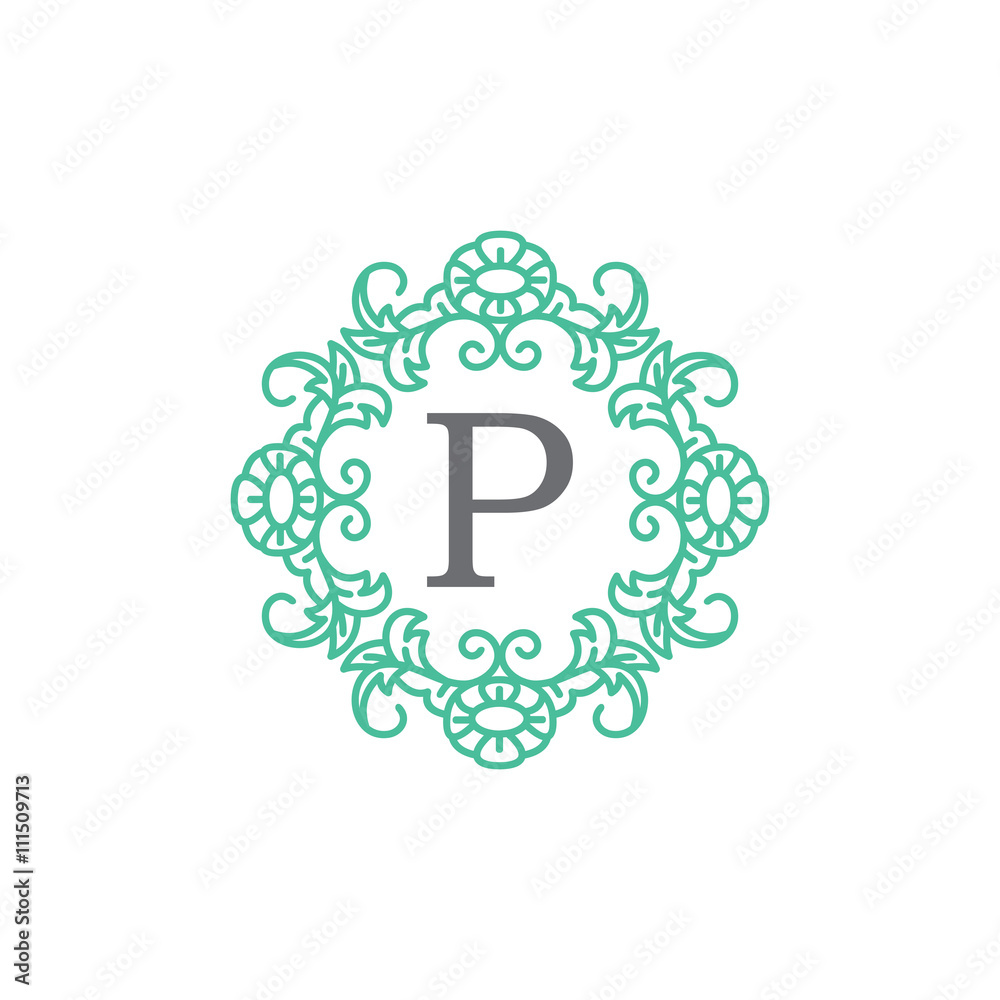 Ornamental Letter P Logo Stock Vector | Adobe Stock