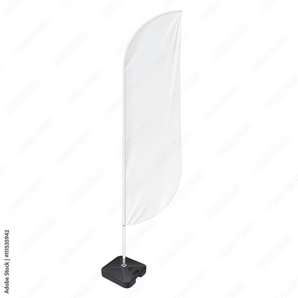 White Outdoor Feather Flag With Ground Fillable Water Base, Stander ...