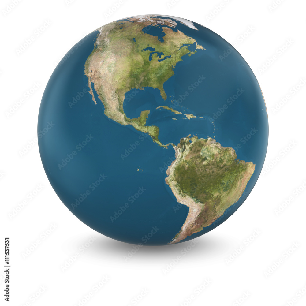 3D Illustration of Cloudless Planet Earth Isolated on White - Elements ...