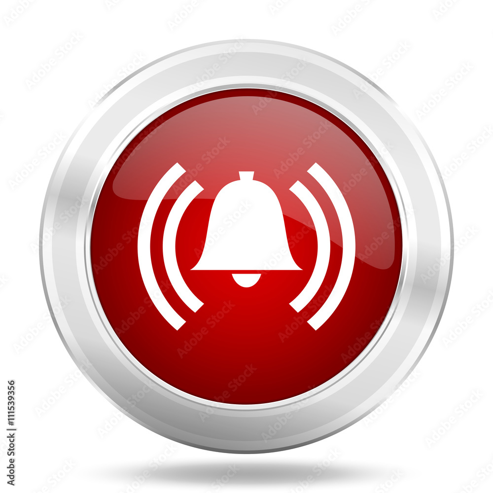 alarm icon, red round glossy metallic button, web and mobile app design ... alarm icon, red round glossy metallic button, web and mobile app design ...