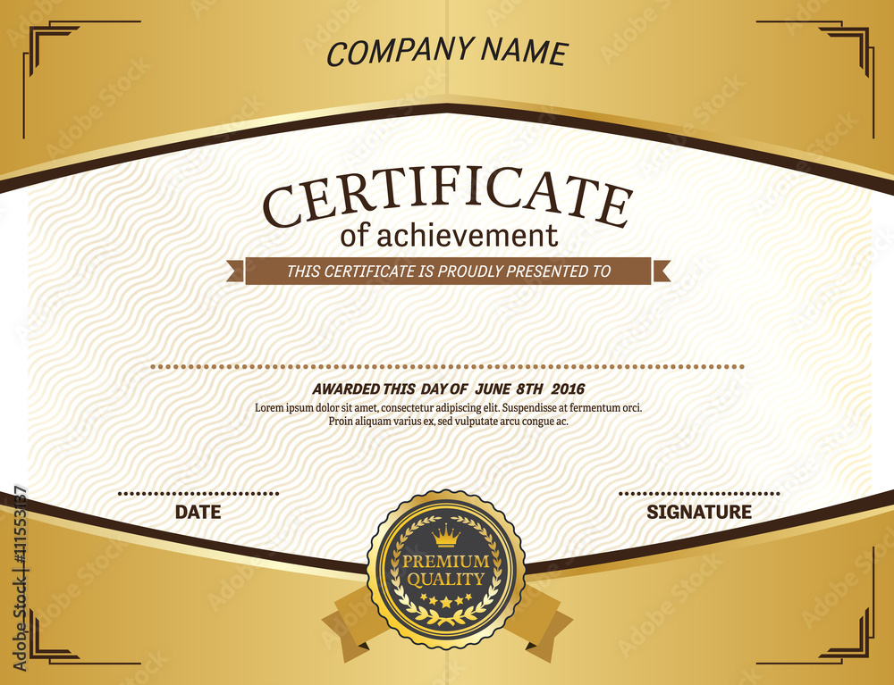 gold medal yellow frame gold background certificate template vector ...