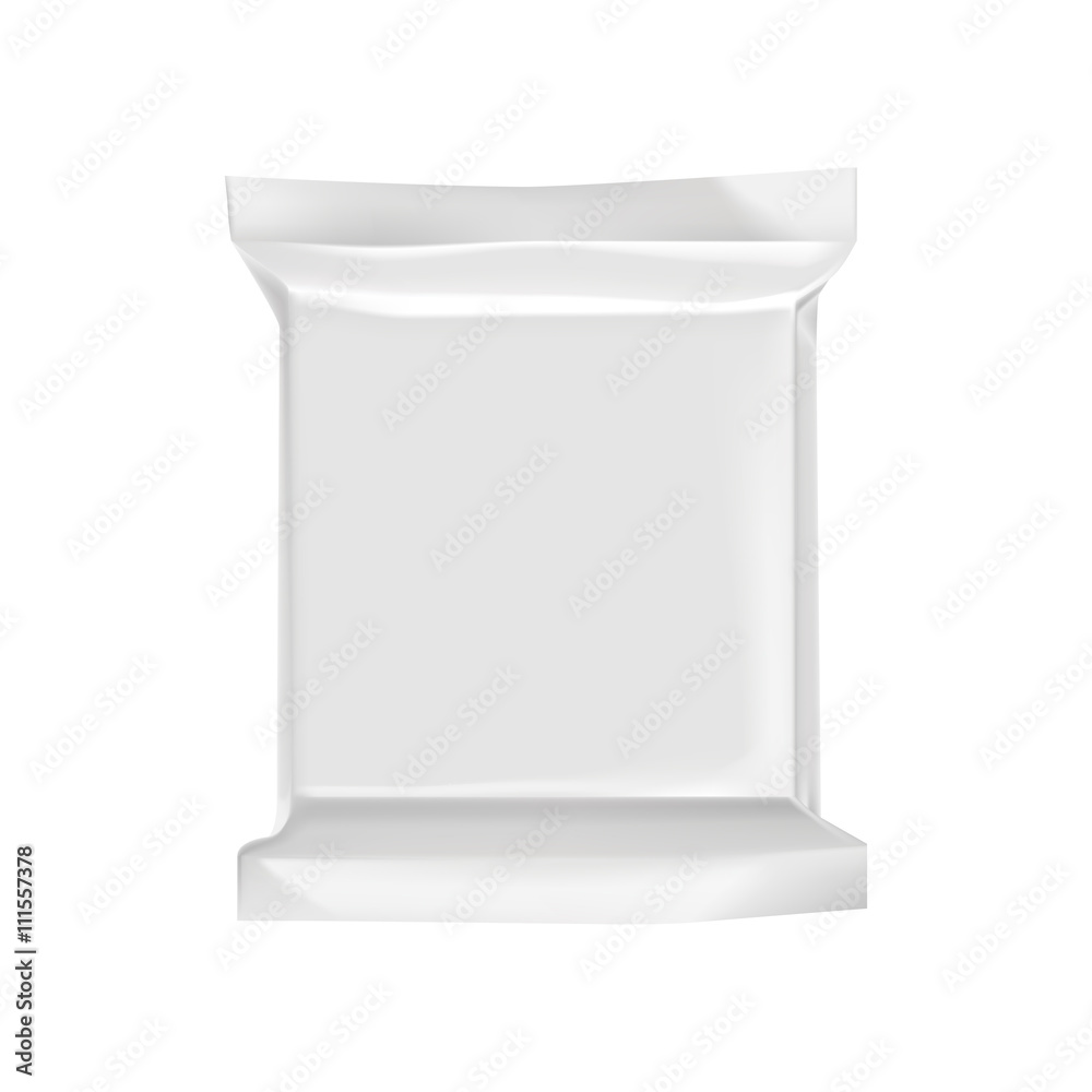 Blank packaging isolated on white background. Foil food snack bag for ...