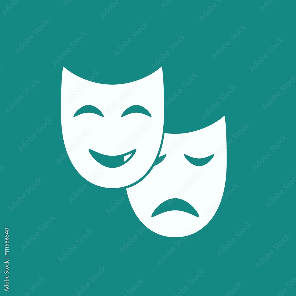 Theater mask icon or sign, vector illustration Stock Vector | Adobe Stock