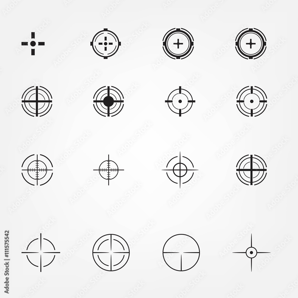 Crosshair icons set for computer games shooters or original mouse ...